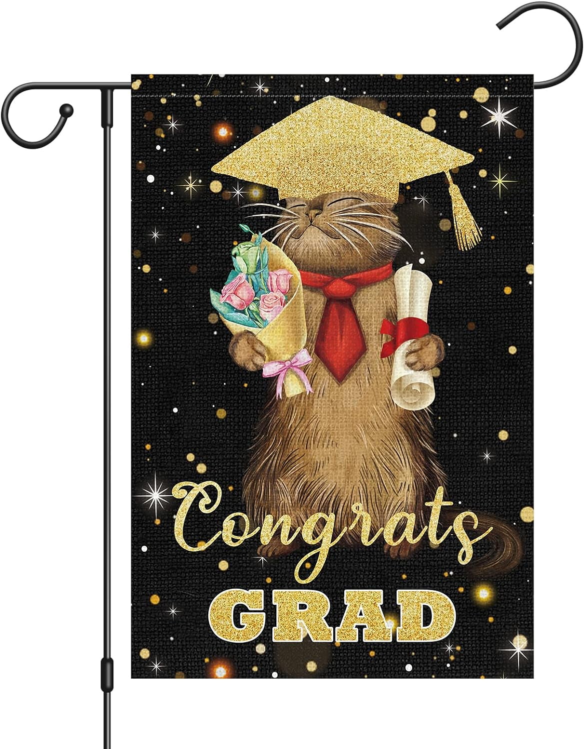 Graduation Garden Flag 12x28 inch Double Sided Burlap, Small Congrats ...