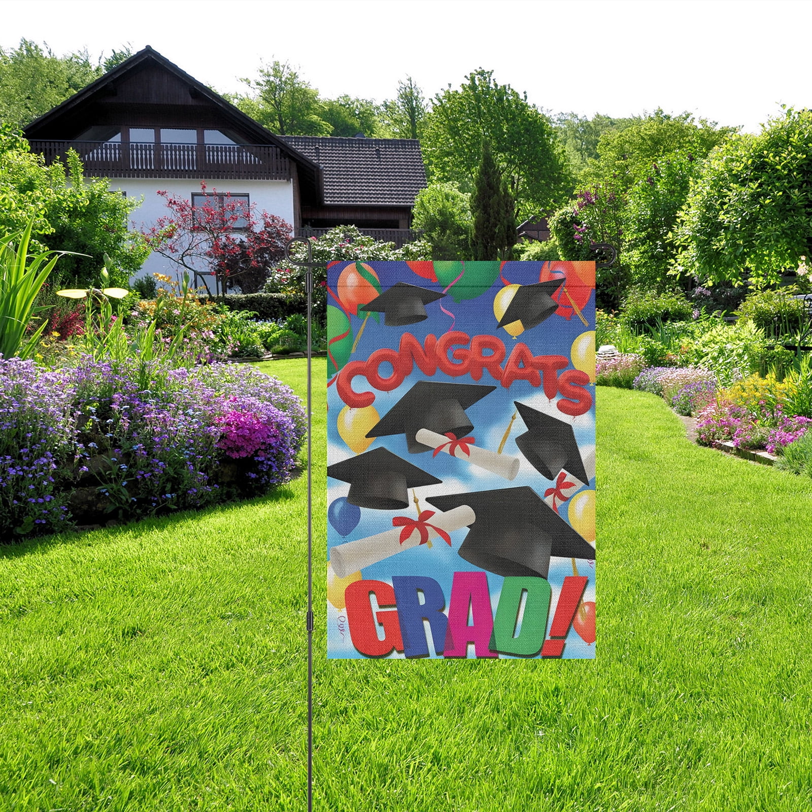 Graduation Garden Flag Cap Diploma Balloon 13x18.5IN Double Sided ...
