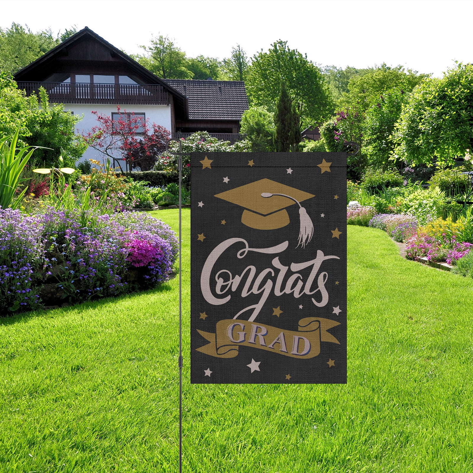 Graduation Garden Flag Cap Diploma Balloon 13x18.5IN Double Sided ...