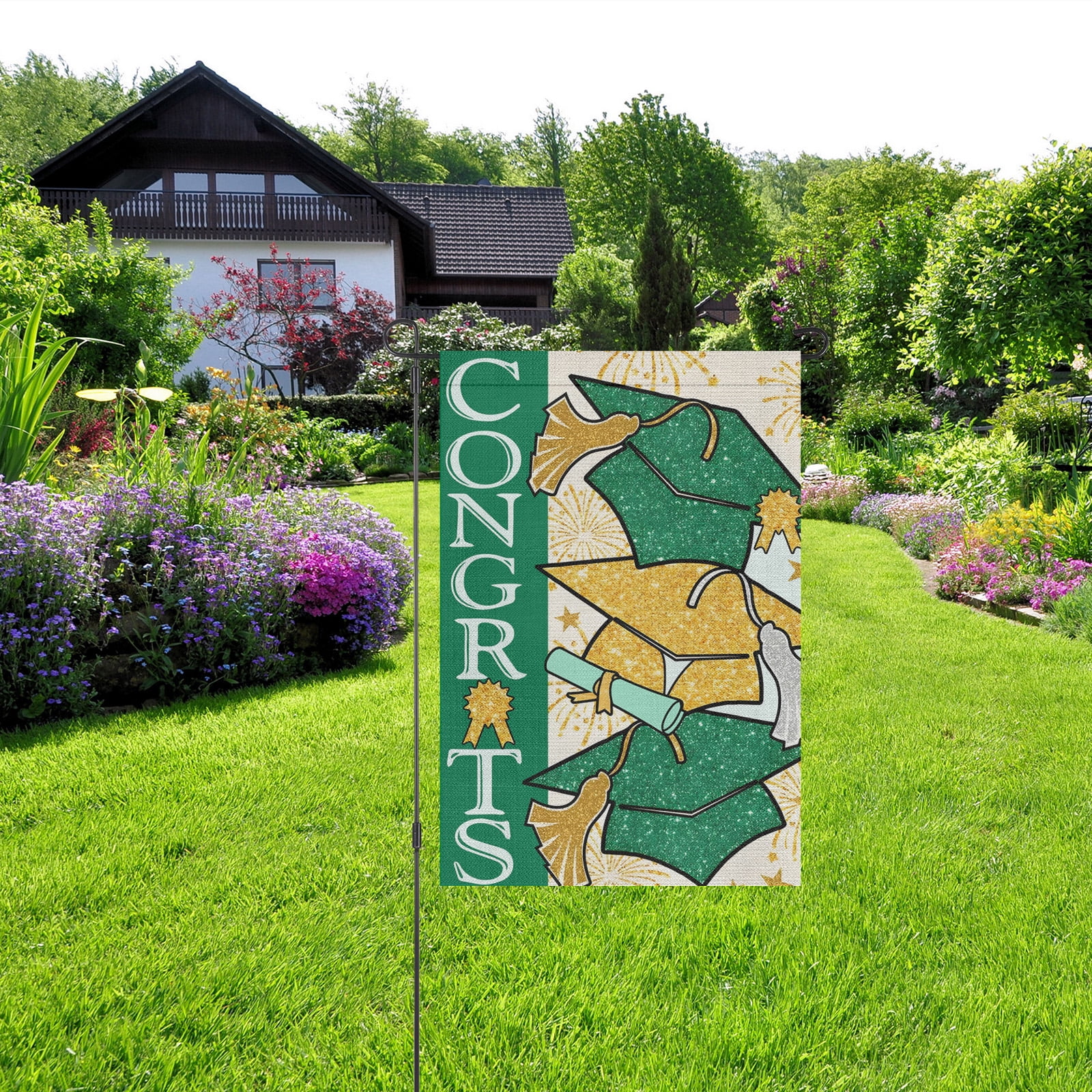 Graduation Garden Flag Cap Diploma Balloon 23.6x35.5IN Double Sided ...