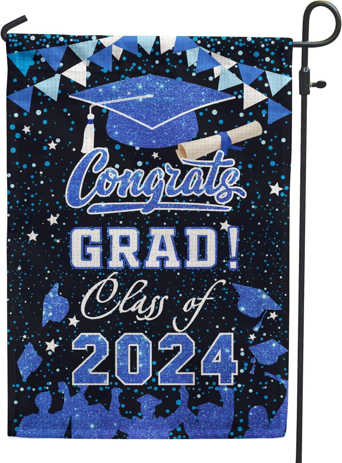 Graduation Garden Flag Class of 2024, Blue Congrats Grade Flag for ...