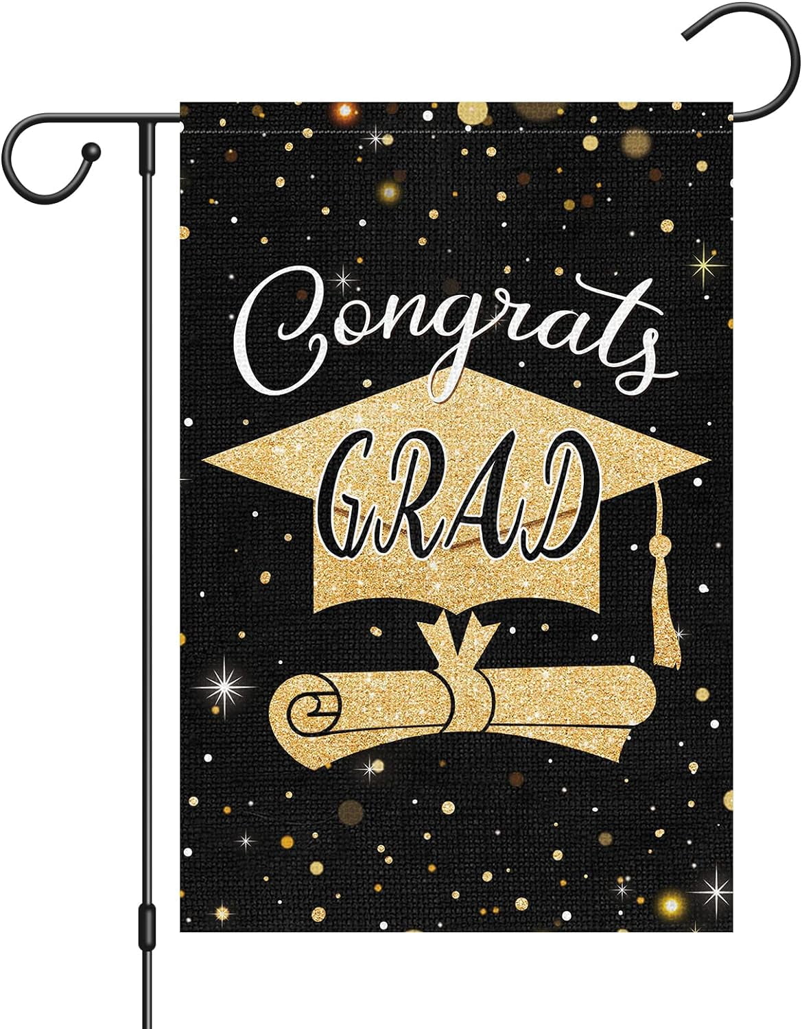 Graduation Garden Flag Garden Flag Double Sided Burlap, Small Congrats ...