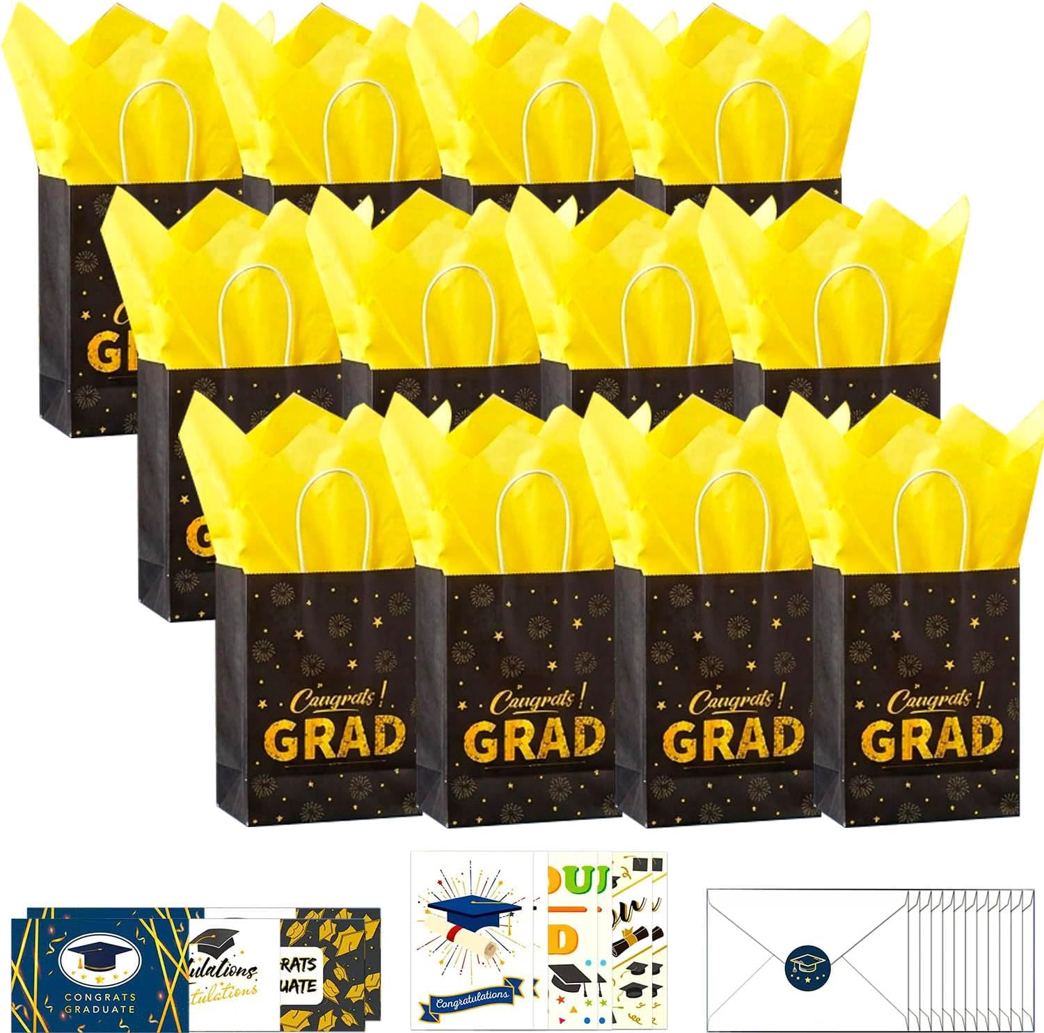 Graduation Gift Bags 2026 with Decorative Paper & Cards 12Pcs, Party ...