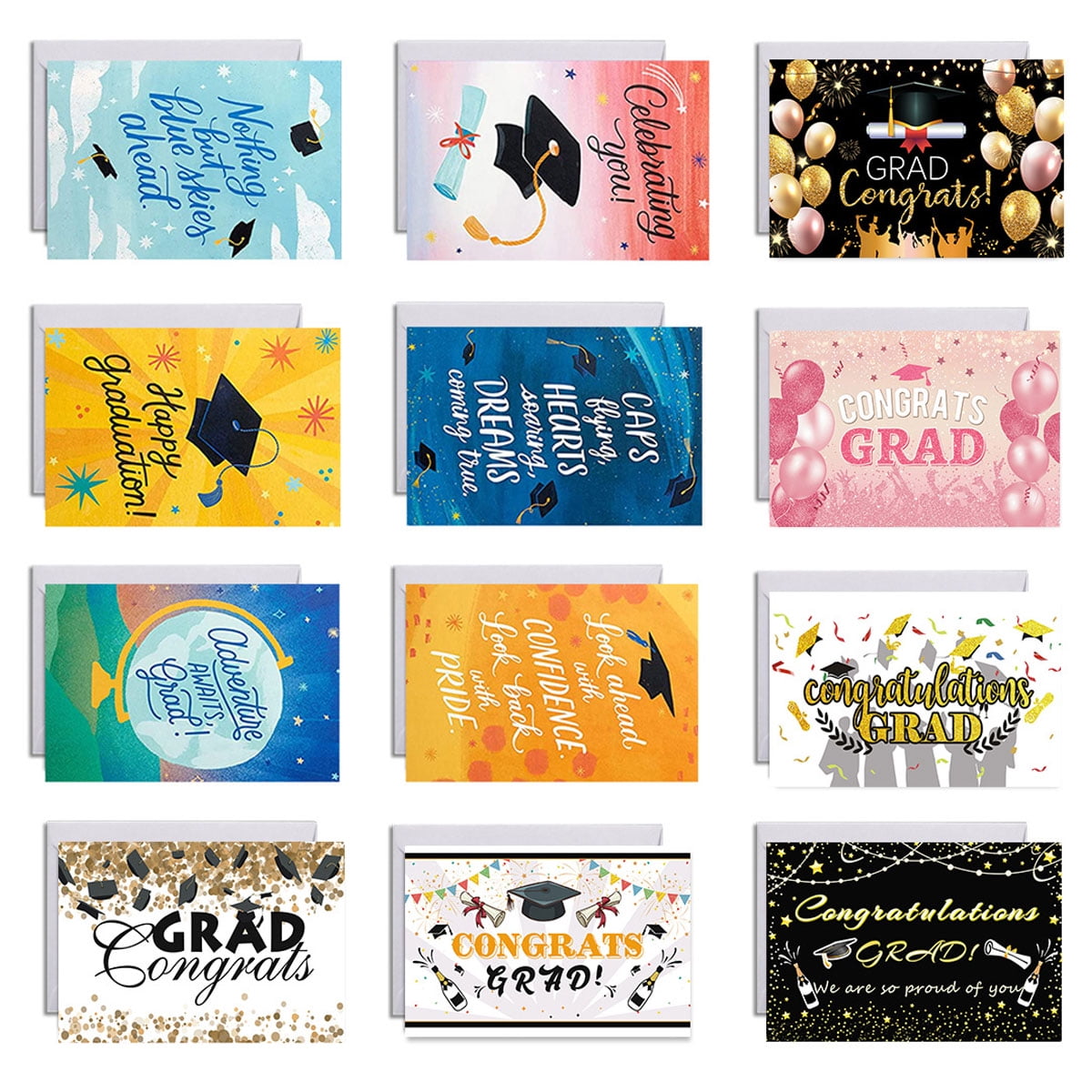 Graduation Gift Card set, with Envelopes, Stickers & Message Inside ...