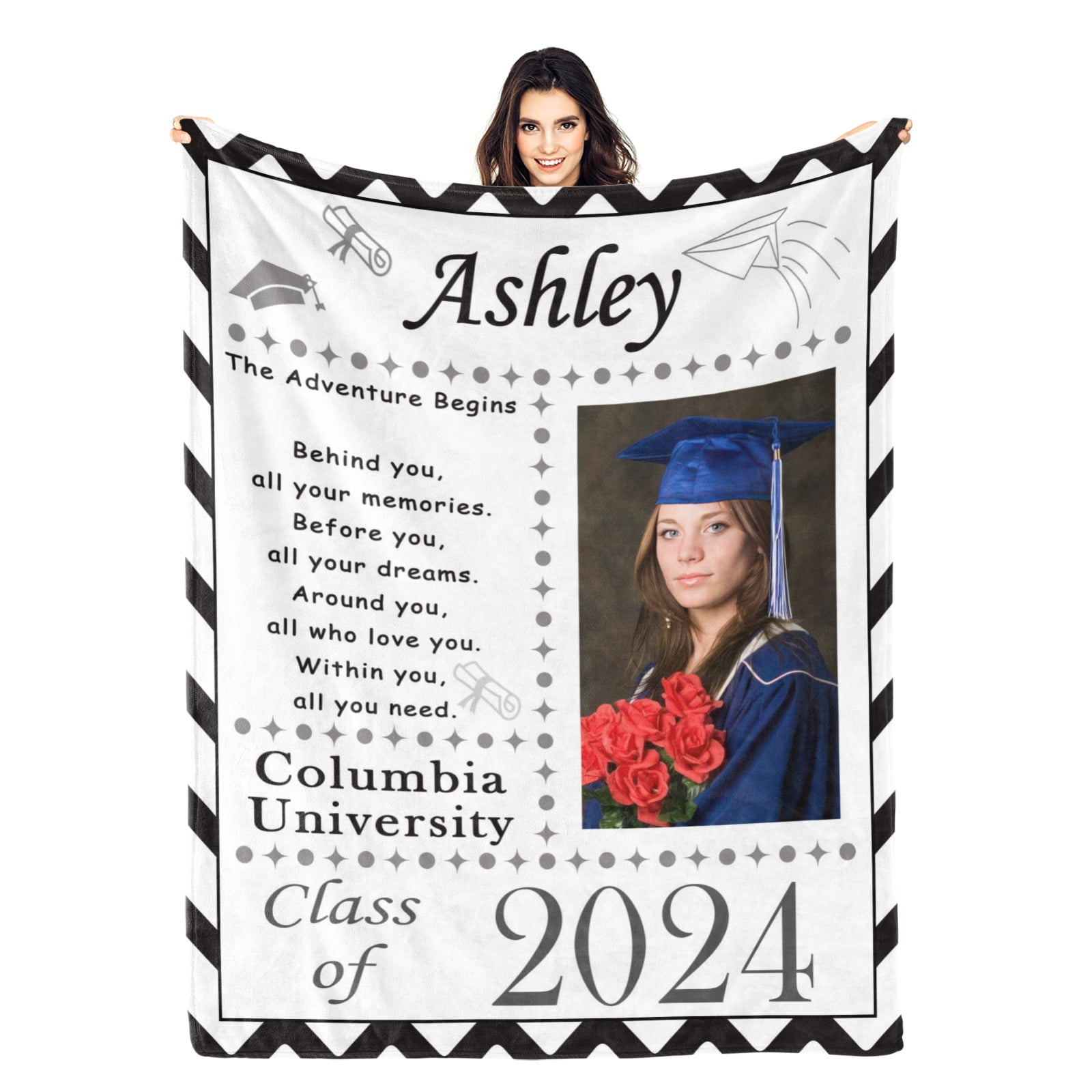 Graduation Gift Custom Graduation Blanket with Photo Text Class of 2025 ...