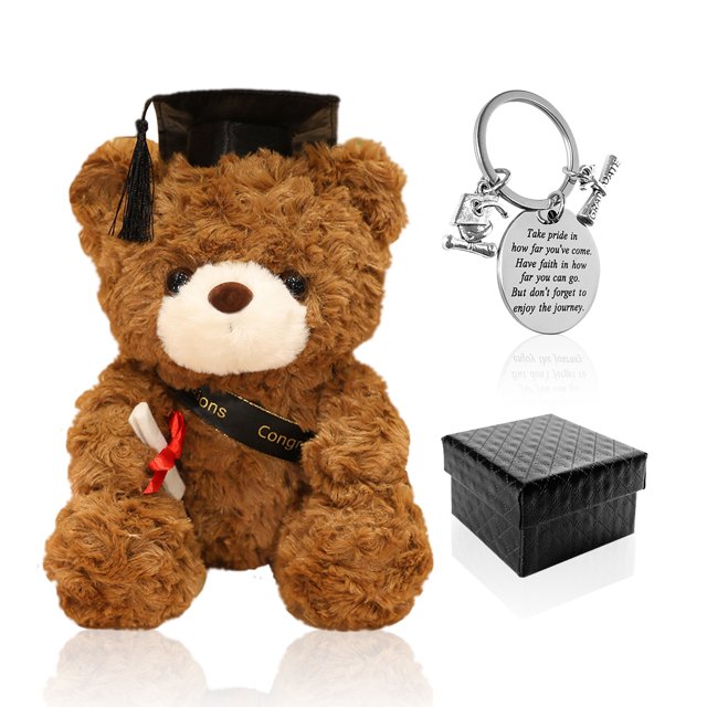 Graduation Gift Set - Bear & Inspirational Keychain for College and ...