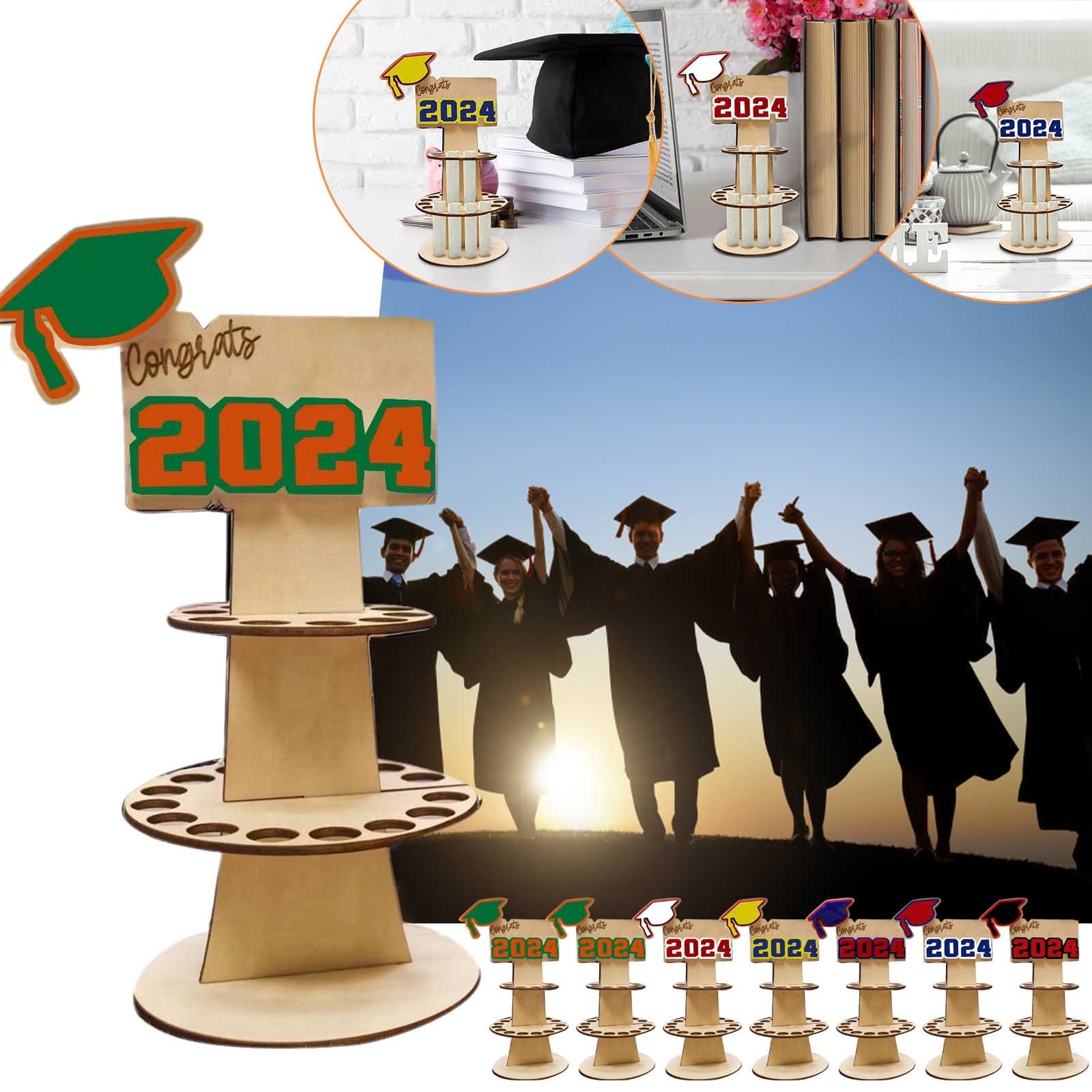 Graduation Gift Money Holder 2024 - Wooden Cash Card Wallet with 3D Cap ...
