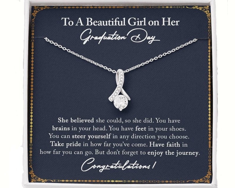 Graduation Gift Necklace for Her - She believed she sould, so she did ...
