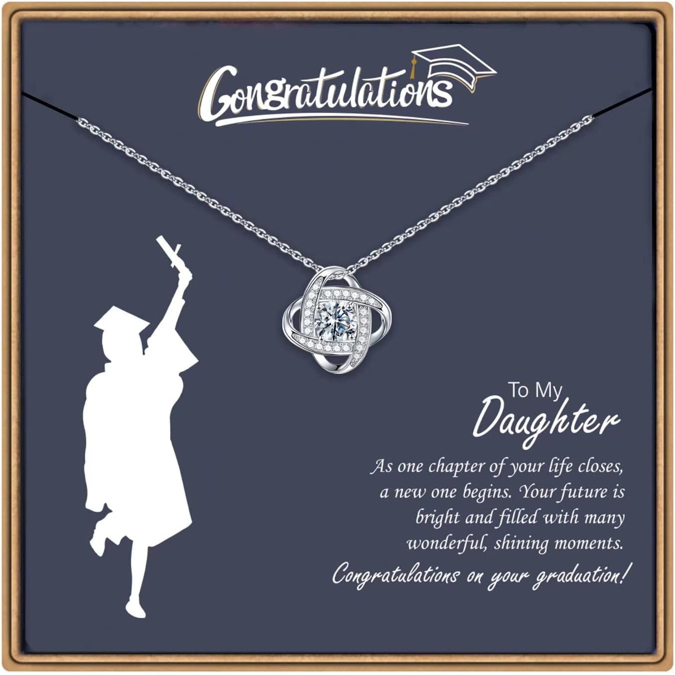 Graduation Gifts - 14K White Gold Plated Love Knot Graduation Necklaces ...