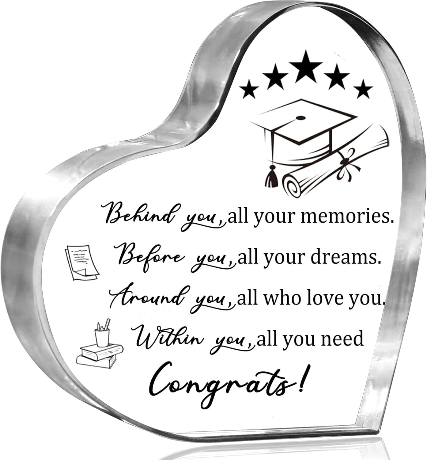 Graduation Gifts 2025 Inspirational Grad Heart Acrylic Keepsake Sign ...