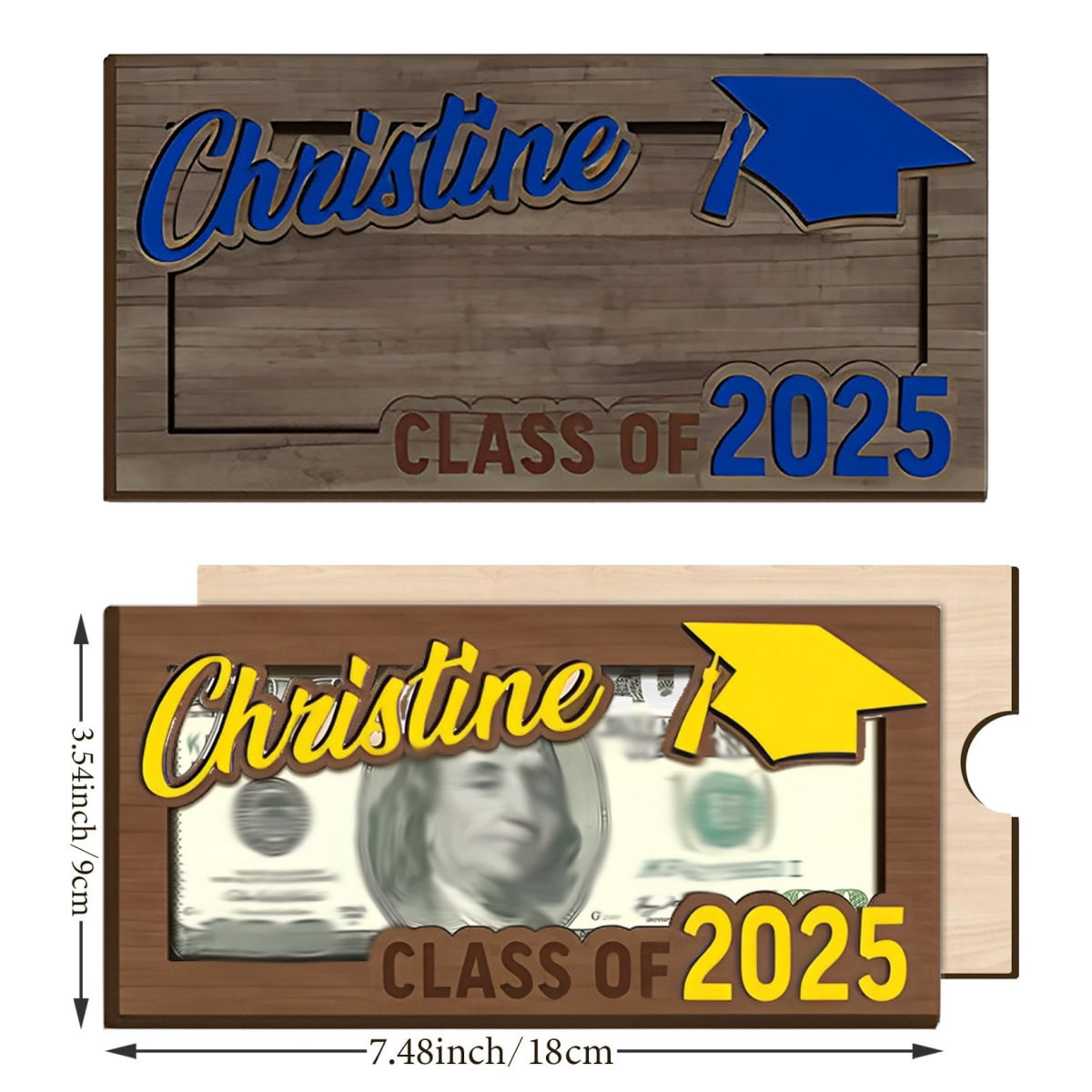 Graduation Gifts,2PCS Wooden Grad Money Holder, Congrats Grad Cash ...