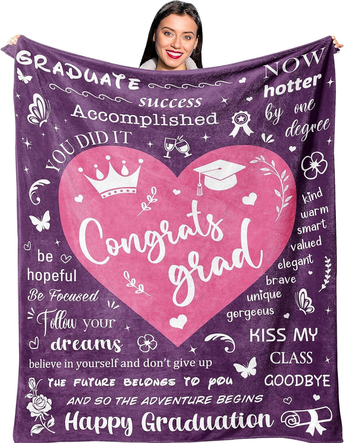 Graduation Gifts Blanket 60"x50", Congrats Grad, Graduation Gifts for ...