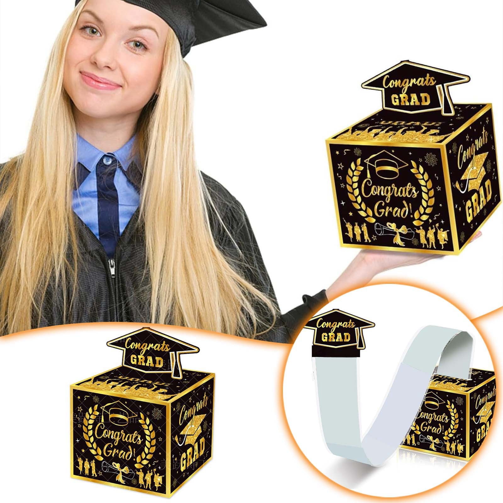 Graduation Gifts Graduation Box Gift Pull Surprise Gift Box Black And ...