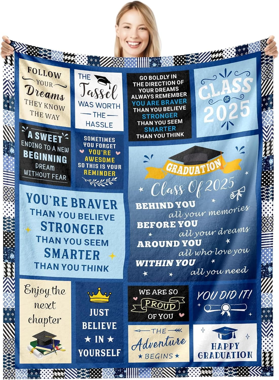 Graduation Gifts for Her Him Class of 2025 Throw Blanket for Women Men ...