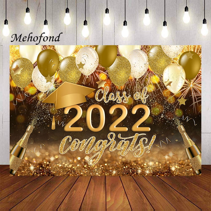 Graduation Gold Balloons Bachelor Cap Congrats Grad Prom Champagne r ...