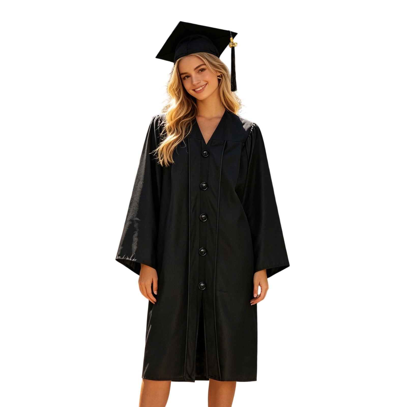 Graduation Gown Set with Cap & Tassel, 2026 Polyester Unisex Solid ...