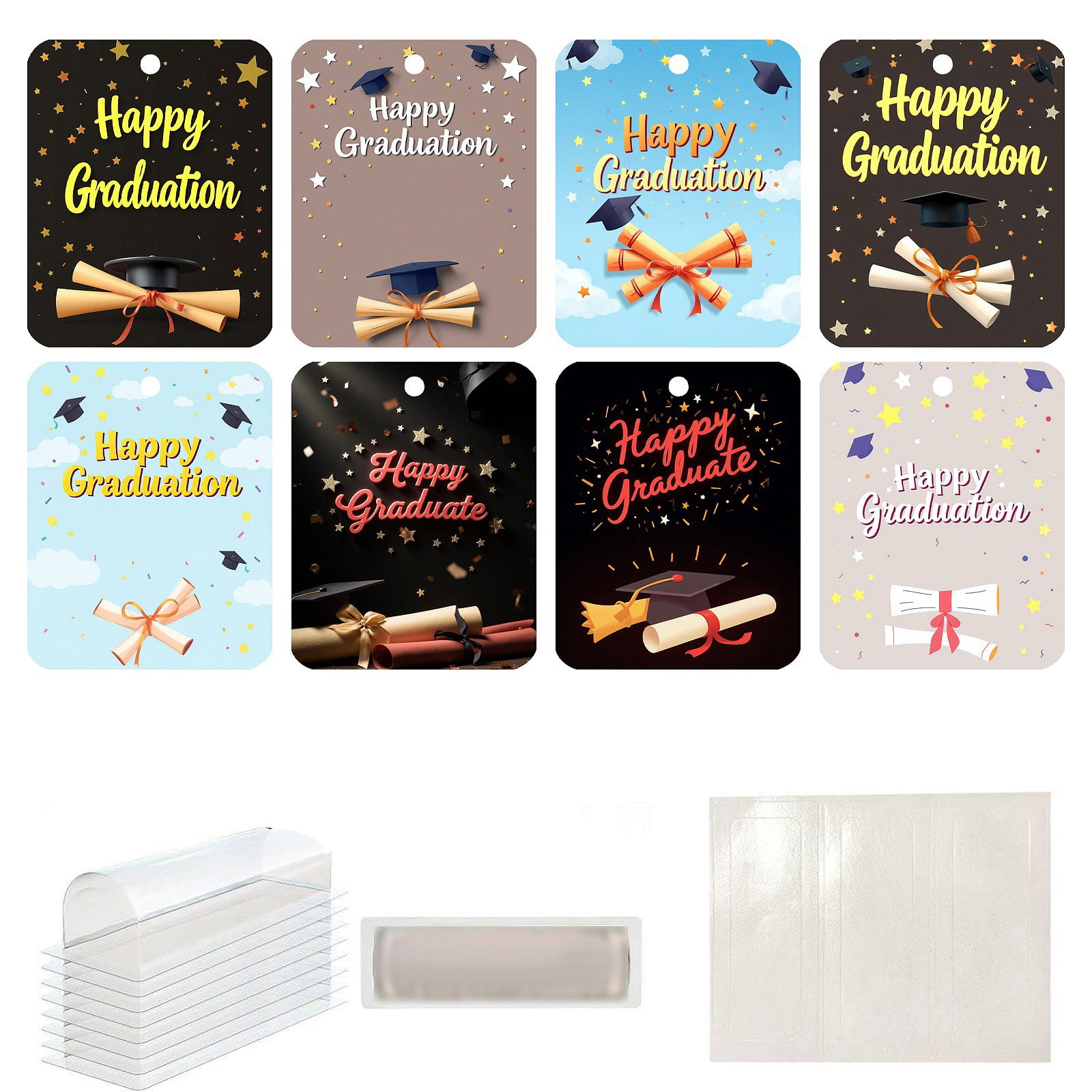 Graduation Greeting Cards Set with Envelopes and Stickers 8 Unique ...