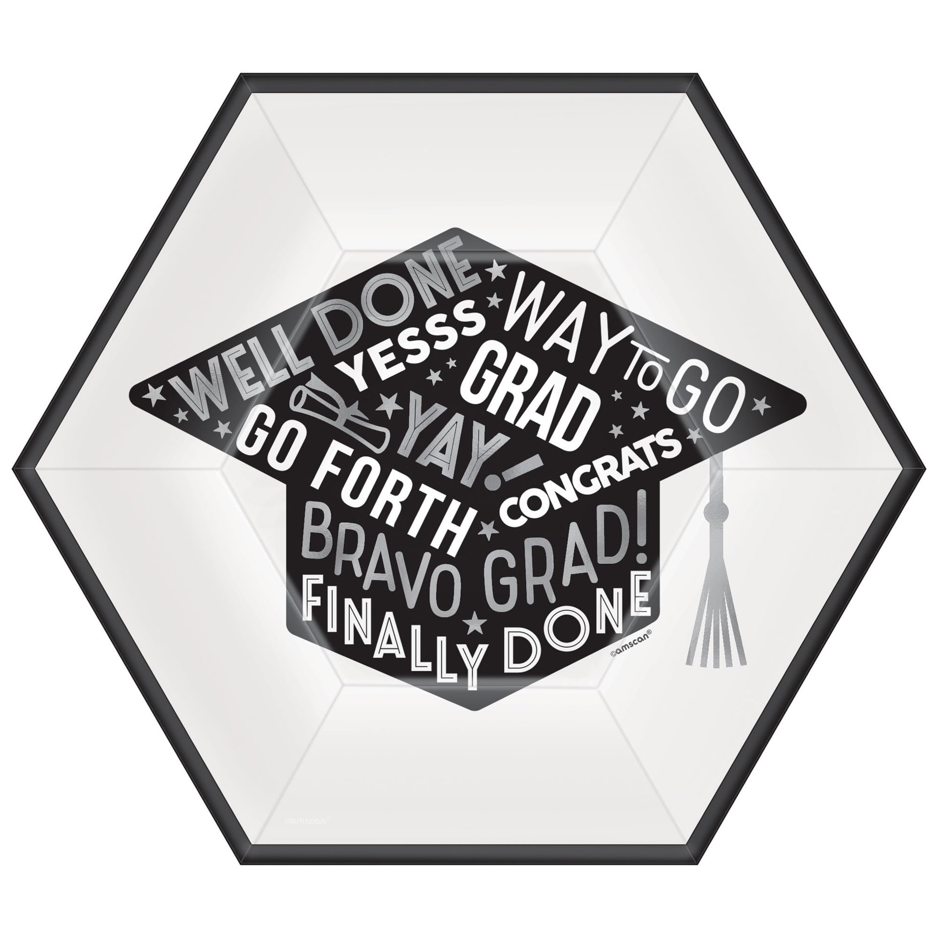 Graduation 'Grid' Large Hexagon Paper Plates (18ct) - Walmart.com