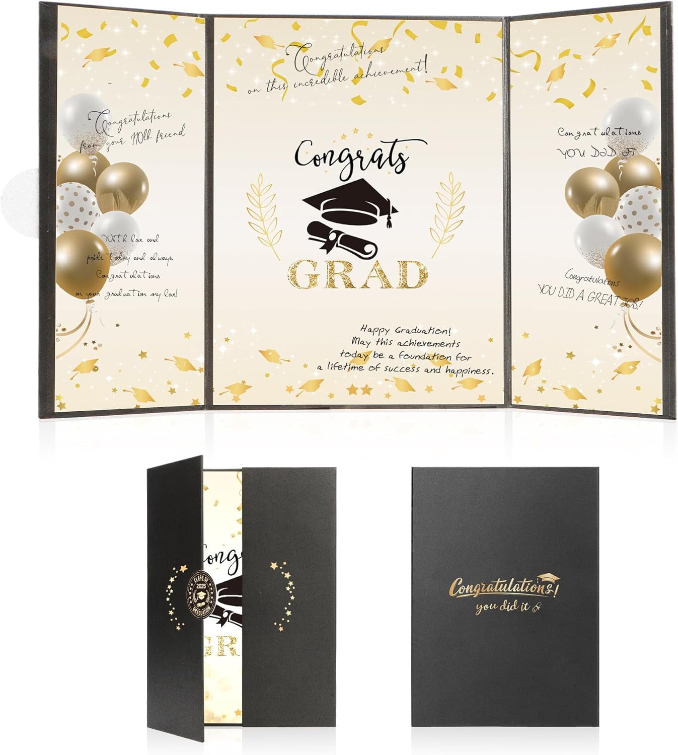 Graduation Guest Book 2025 Black and Gold Graduation Party Decorations ...