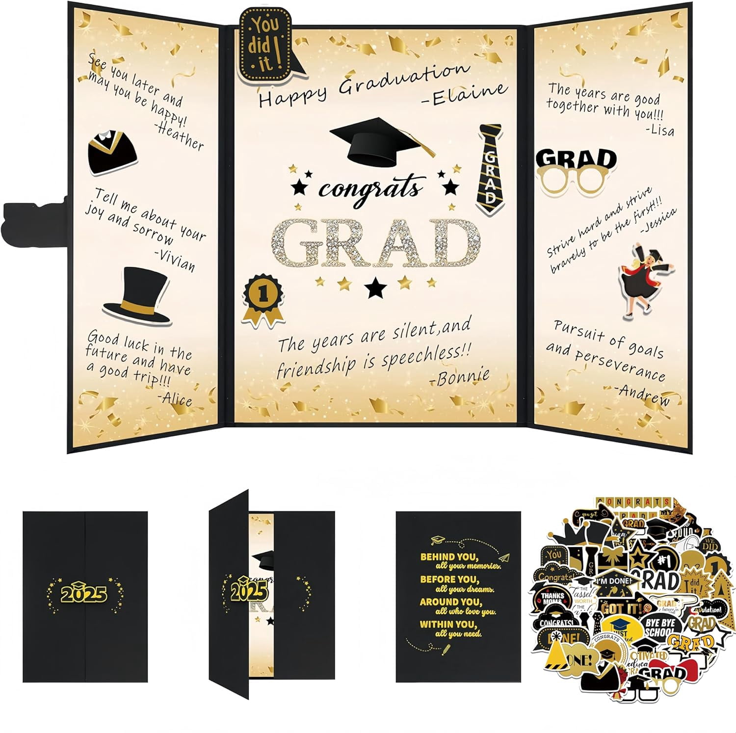 Graduation Guest Book 2025, Golden Font Class of Graduation Party ...