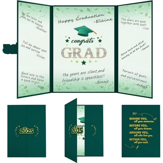 Graduation Guest Book 2026, Green and Gold Graduation Decorations Class ...