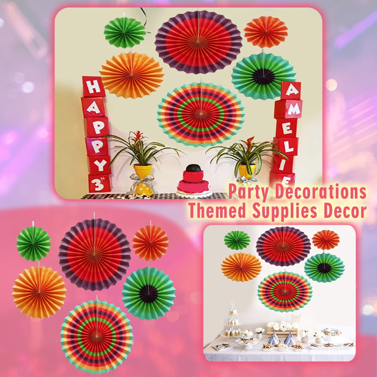 Graduation Hanging Paper Fans Party Set Silver Round Pattern Paper ...