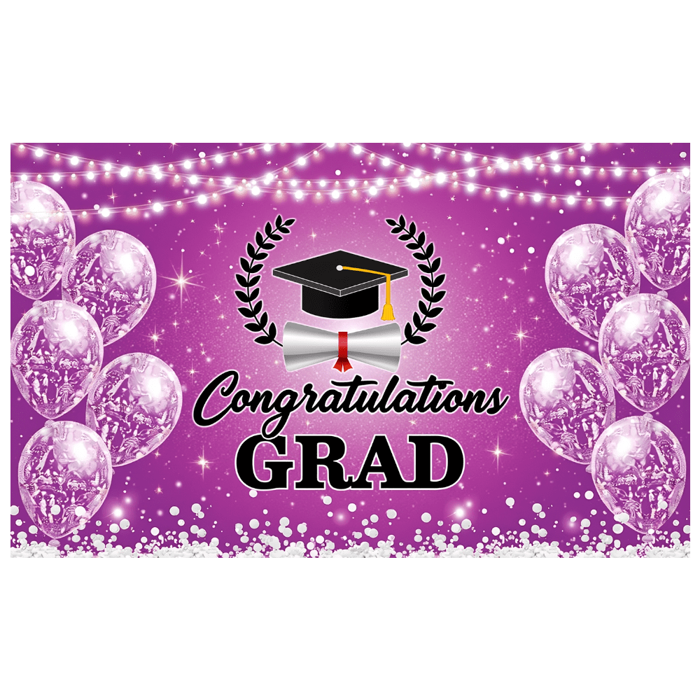 Graduation Hat Congratulations Banner Party Backdrop for Grad ...