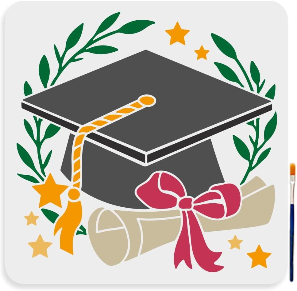 Graduation Hat Stencil 11.8×11.8inch Large Graduation Cap Diploma ...