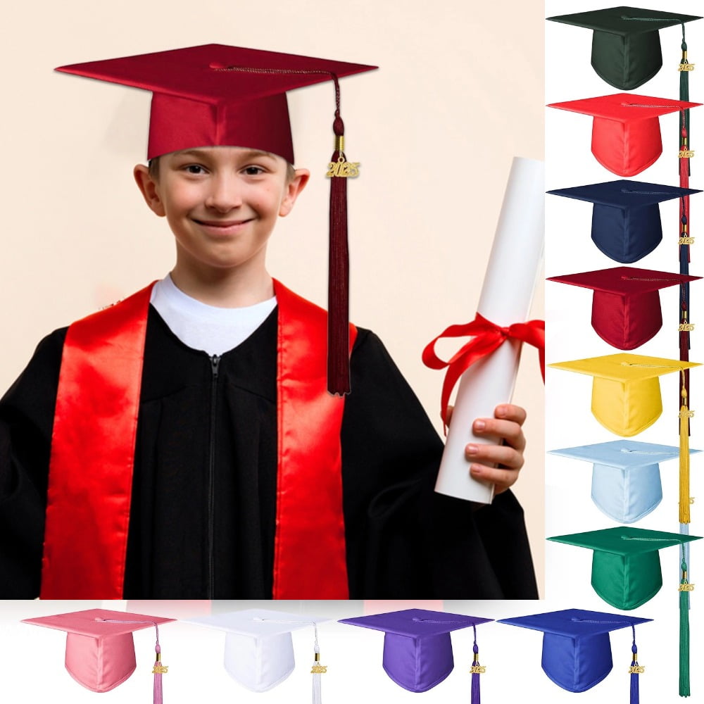 Graduation Hat with 2025 Tassel Year Charm - Red Matte Graduation Cap ...