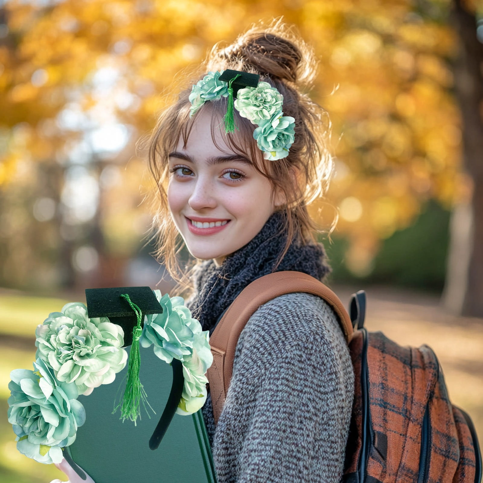 Graduation Headband with Fake Flowers - Ideal for College Degree ...