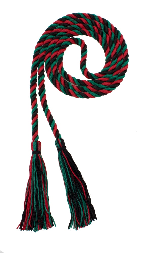 Graduation Honor Cord - BLACK / DKGREEN / RED - Every School Color ...