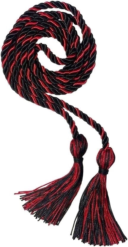 Graduation Honor Cords, Red and Black Twisted Cords with Tassels ...