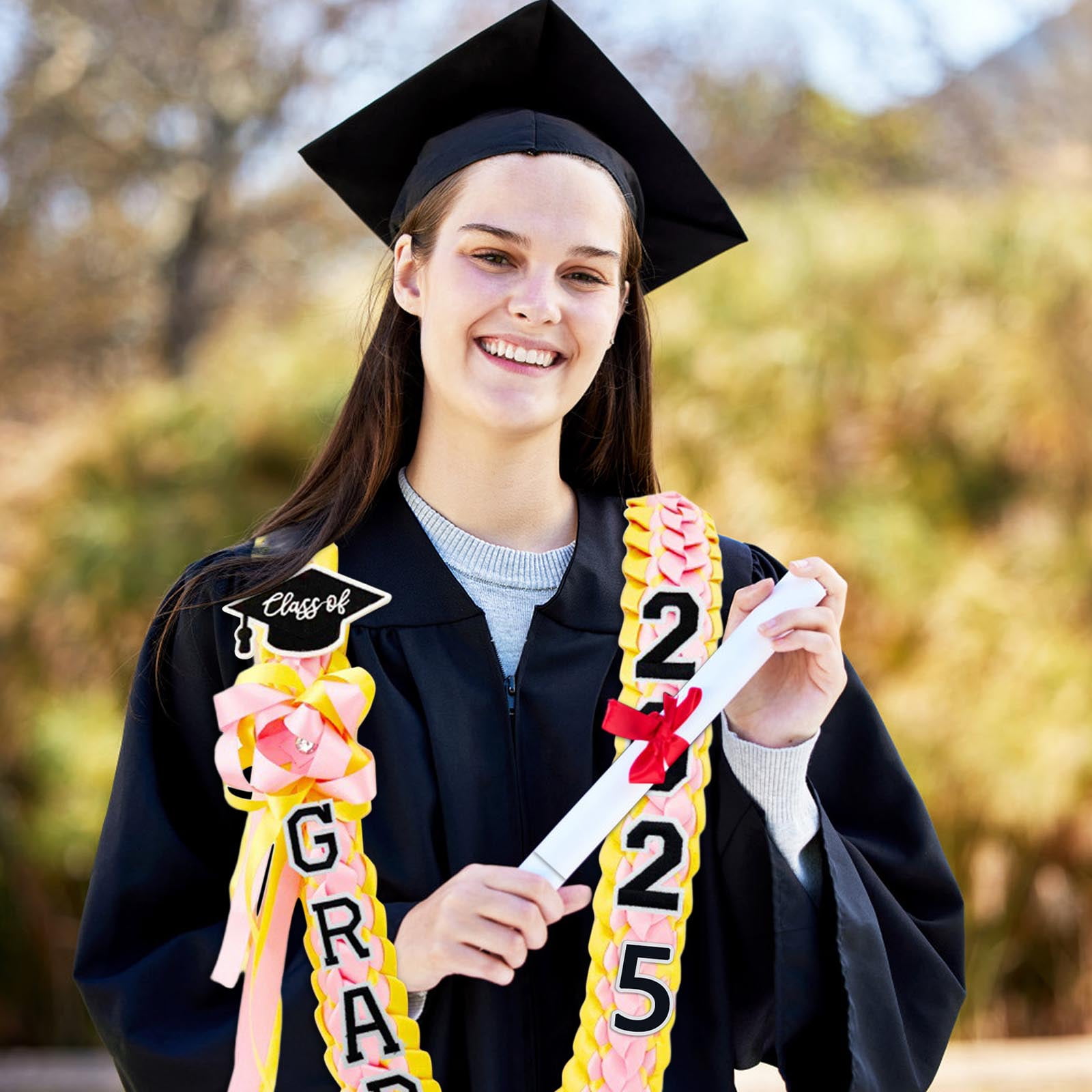 Graduation Lei-Graduation Leis Class of 2025 Gift Wreath Ribbon ...