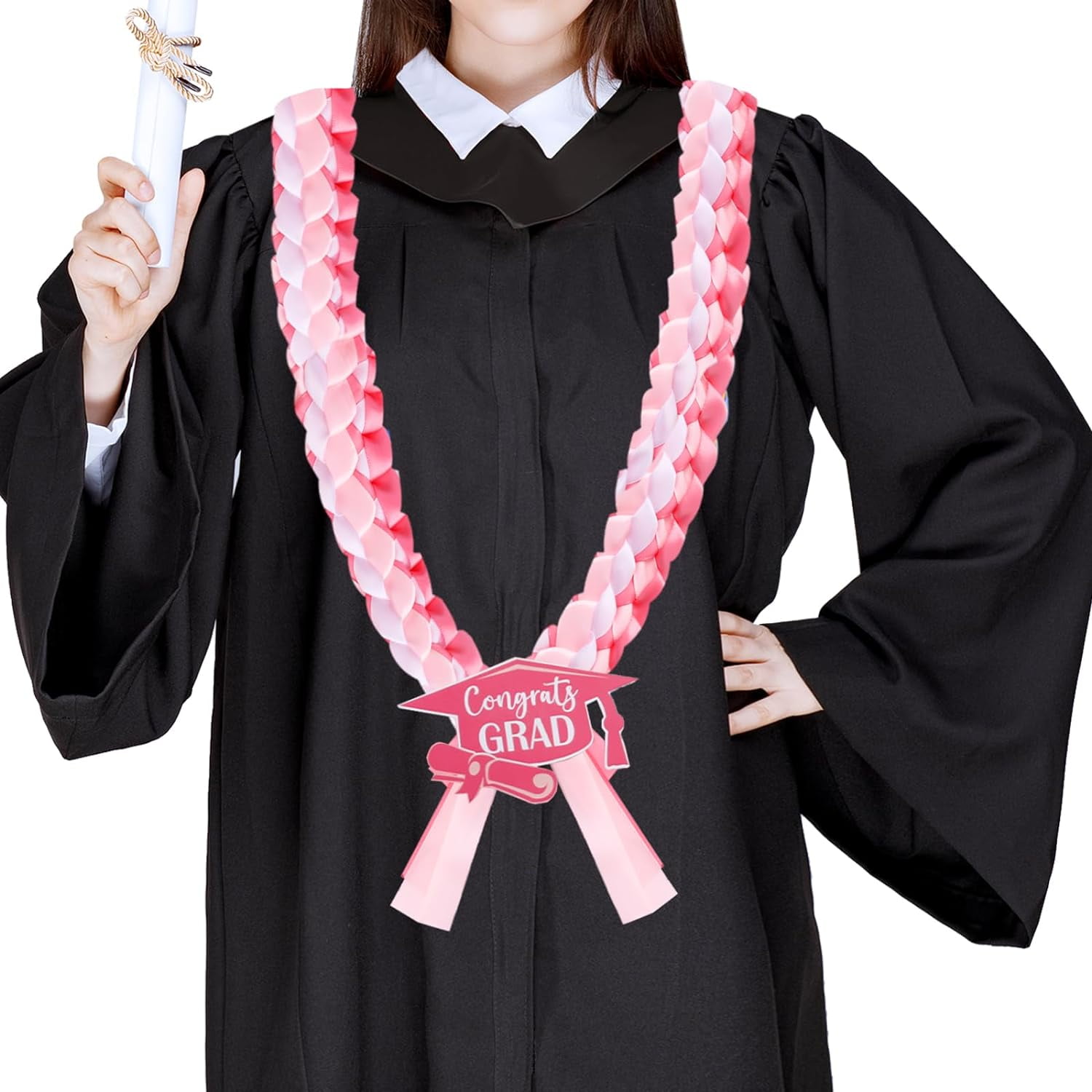 Jollyboom 2024 Graduation Leis, Pink Handmade Congrats Grad Ribbon Lei ...