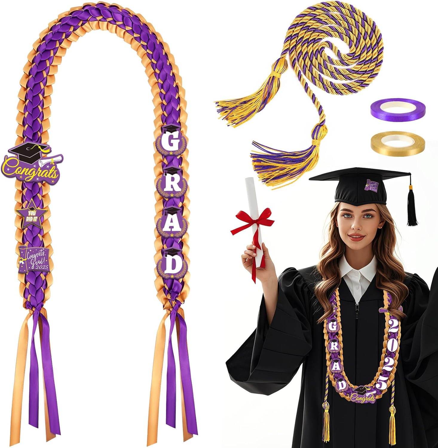 Graduation Leis Class of 2025 Decorations, 16 Pcs 2025 Graduation Lei ...