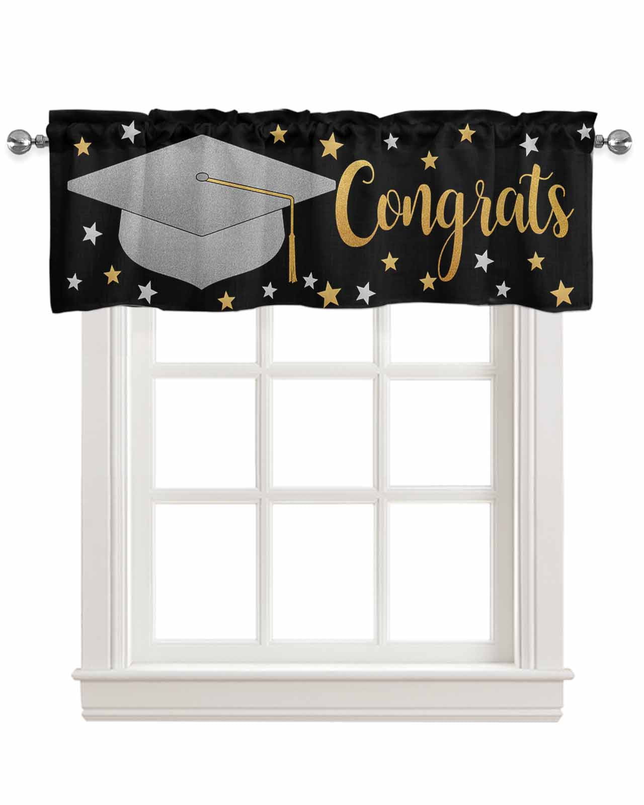 Graduation Linen Curtain Valance for Bedroom/Bathroom/Kitchen/Office ...