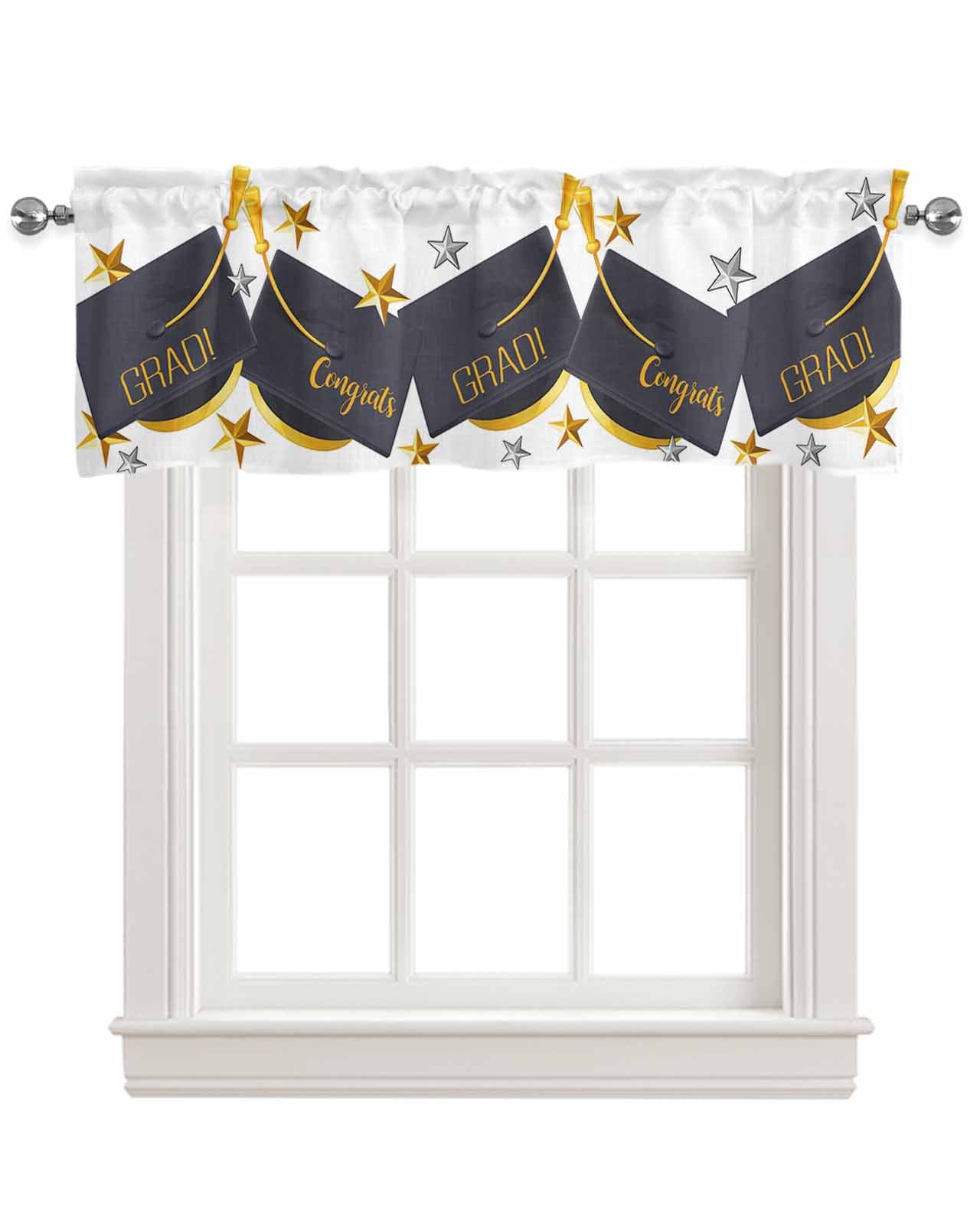Graduation Linen Curtain Valance for Bedroom/Bathroom/Kitchen/Office ...