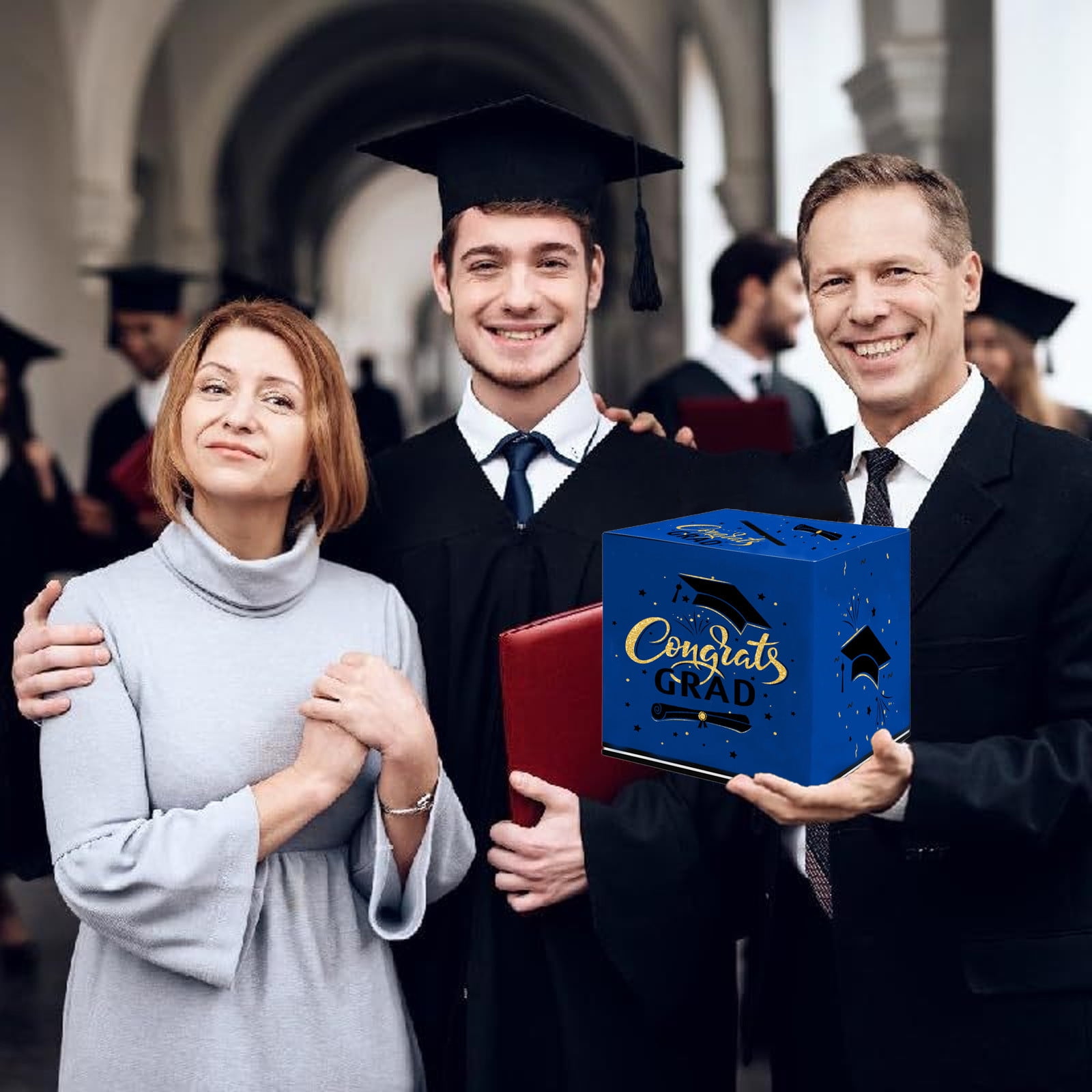 Graduation Message Box for Party Decorations, Red Blue Gold Cardboard ...