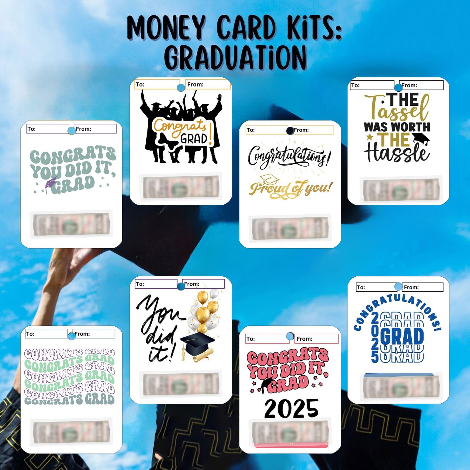 Graduation Money Holder, 8 PCS 2025 Graduation Wallet Graduation Gift ...