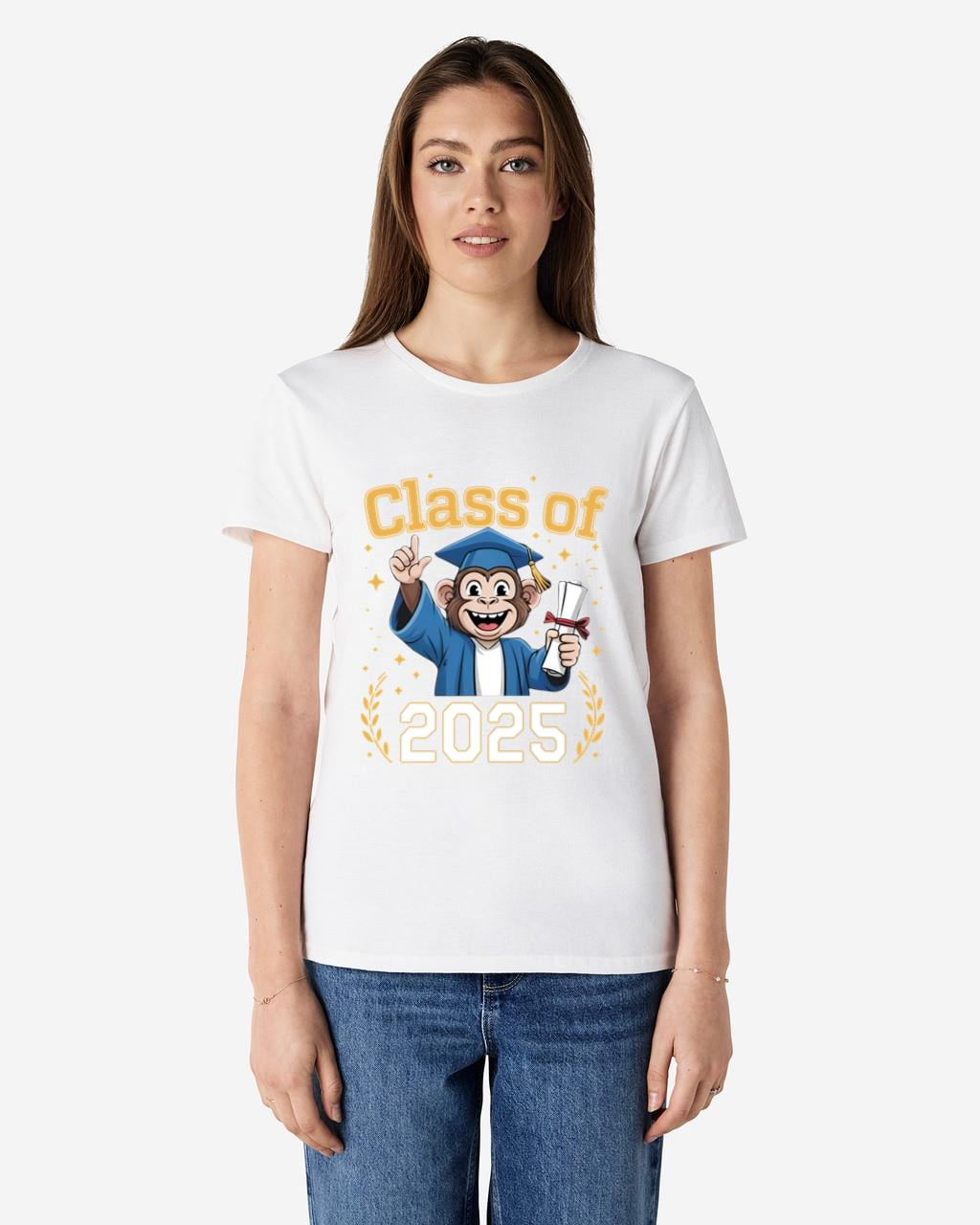 Graduation Monkey Graphic With Class Of 2025 Celebration Humor T-Shirt ...