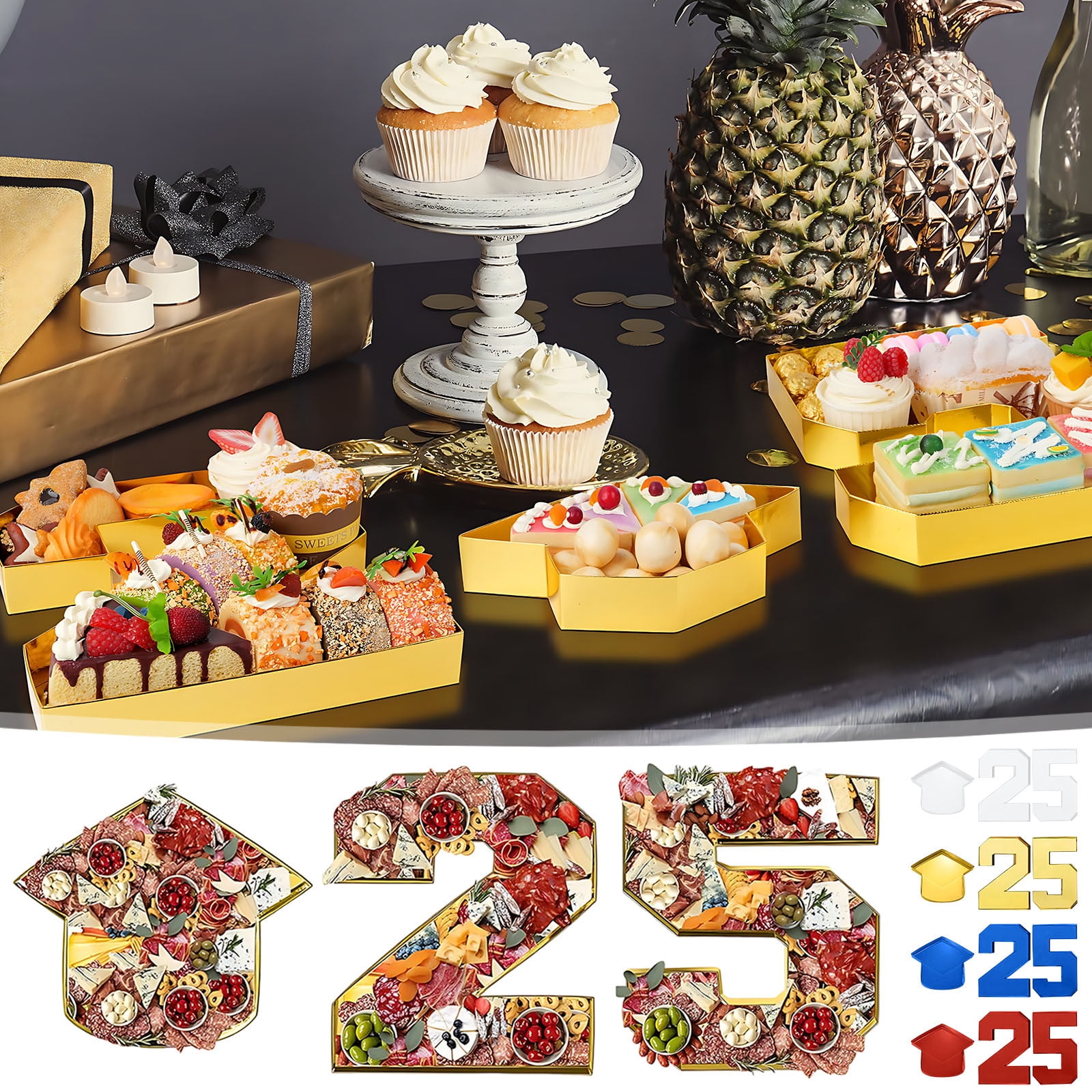 Graduation Number Charcuterie Board, 10in Cardboard Tray, Fillable ...