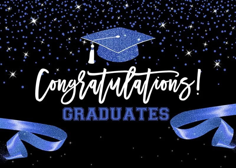 Graduation Party Backdrop Class of 2022 Graduation Hat Gold Blue ...