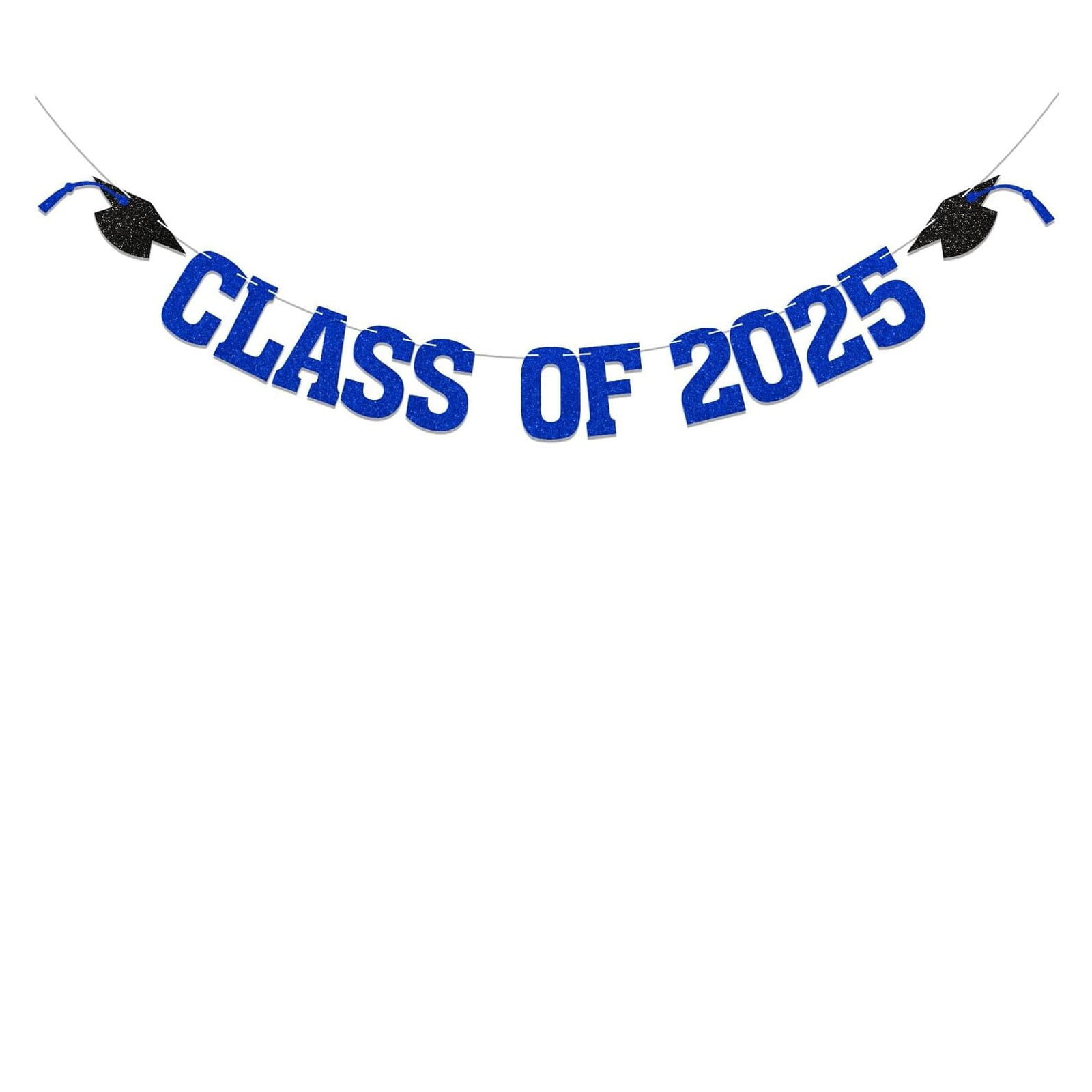 Graduation Party Banner Class of 2025 Blue Glitter Lettering with ...