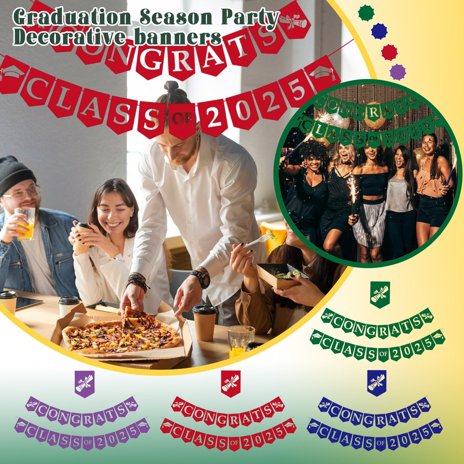 Graduation Party Banner Decoration Congrats Class of 2025 Red and White ...