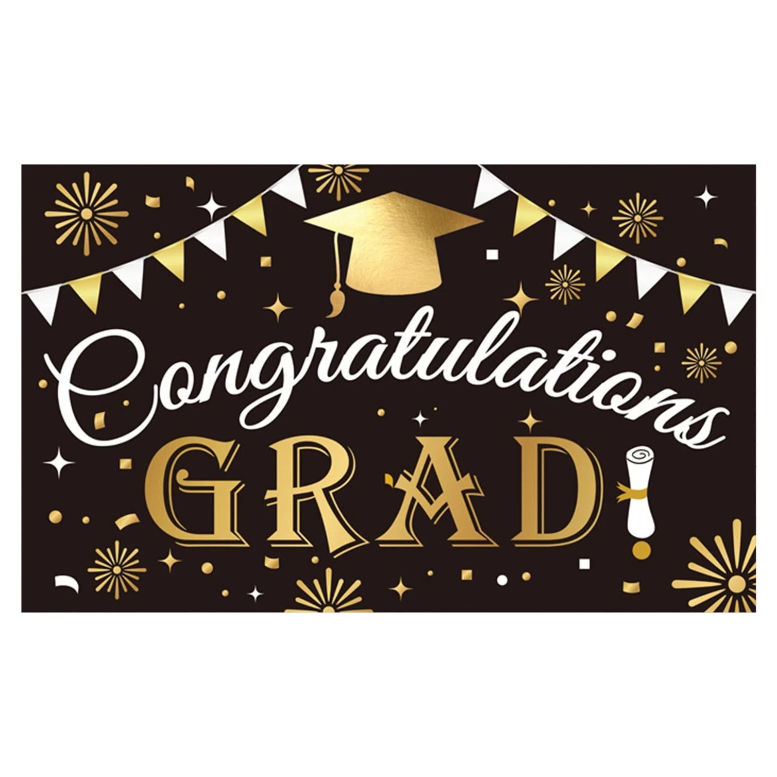 Graduation Party Banner Elegant Black and Gold Congratulations Grad ...