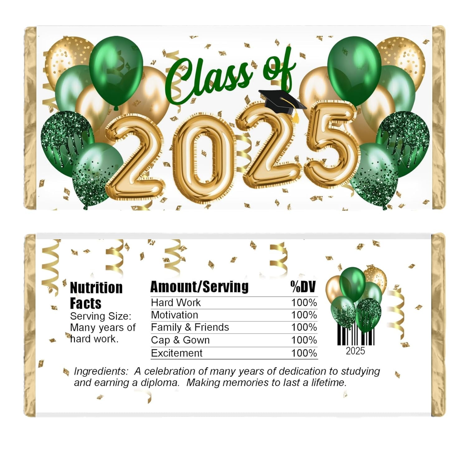 Graduation Party Candy Wrappers, Chocolate Bar Labels, Class of 2025 ...