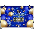 Graduation Party Decor Backdrop Blue and Gold,Grad Congrats ...