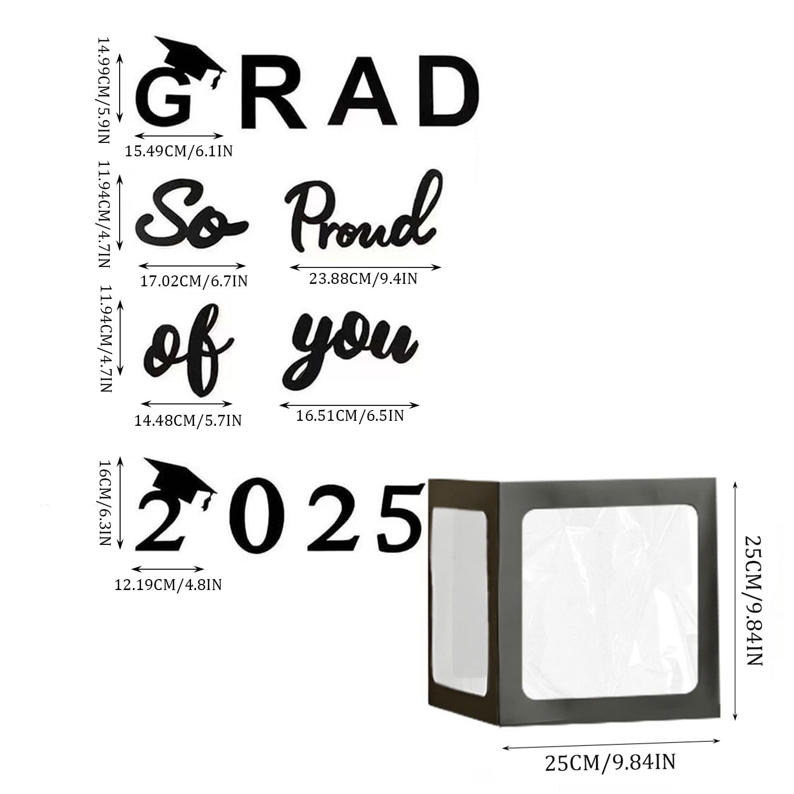Graduation Party Decoration Set 2025 Black Grad Cap and Letter Cutouts ...