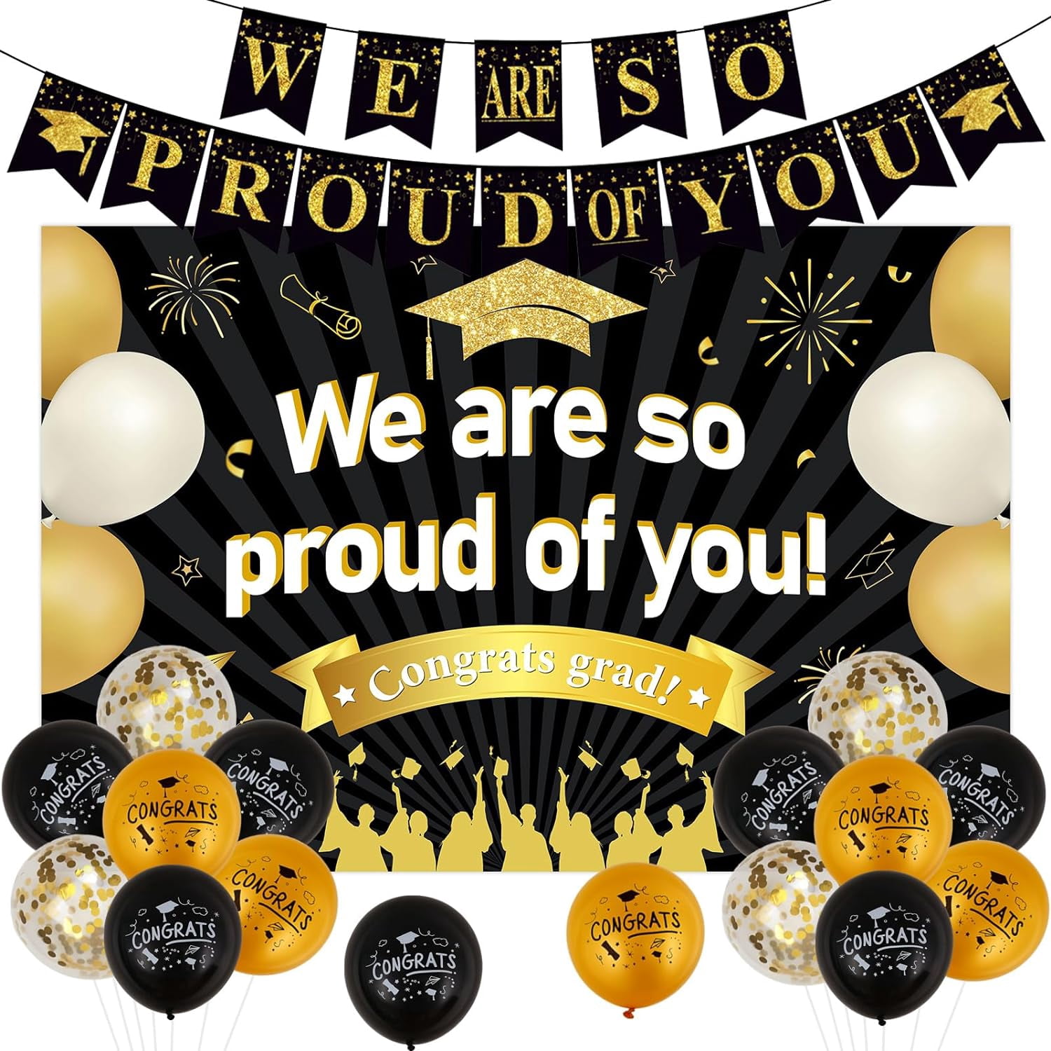 Graduation Party Decorations 2024, Black and Gold We Are So Proud Of ...