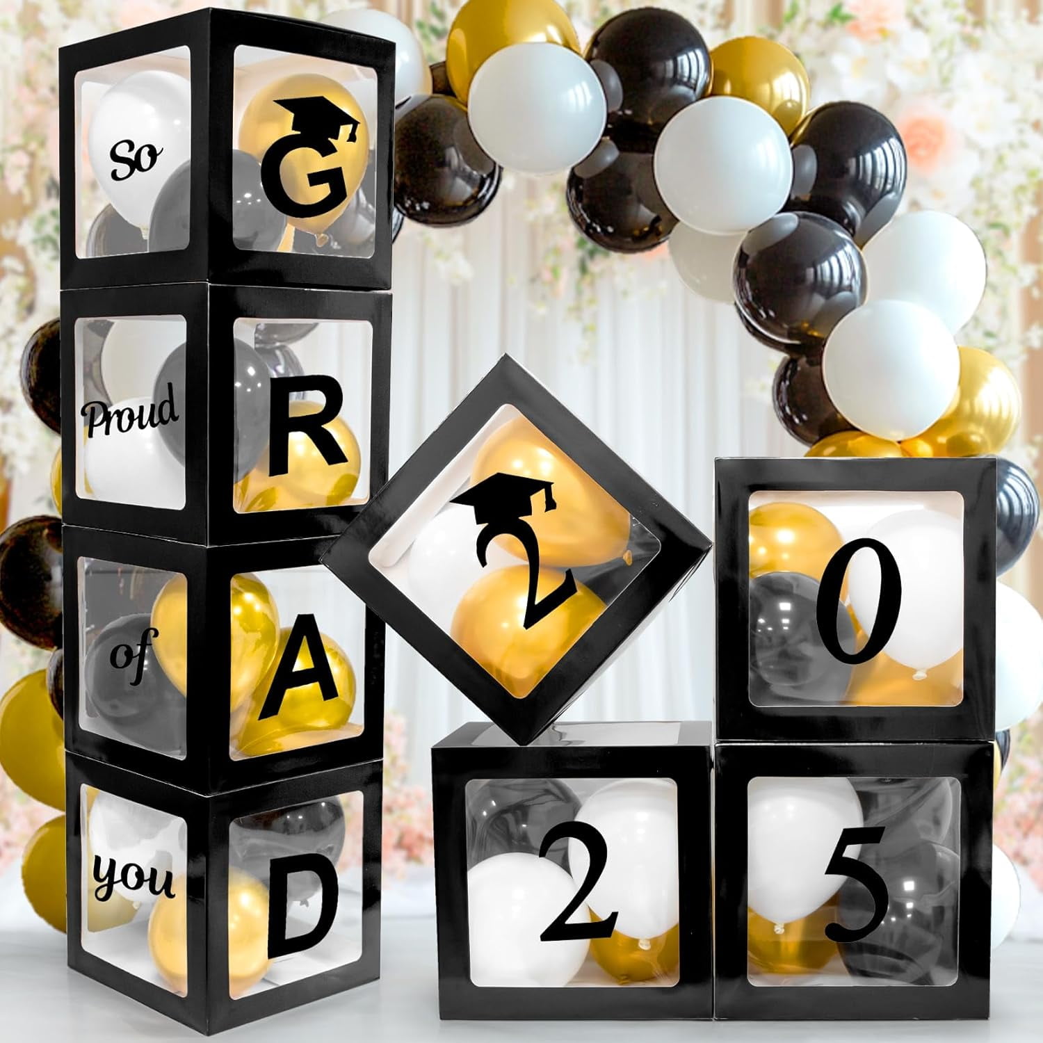 Graduation Party Decorations 2025 - Class of 2025, Black Balloon Boxes ...